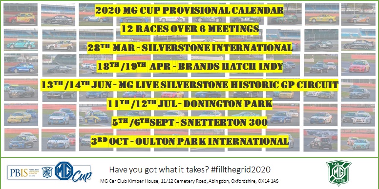 2020 Race Dates MG Cup – MG Cup