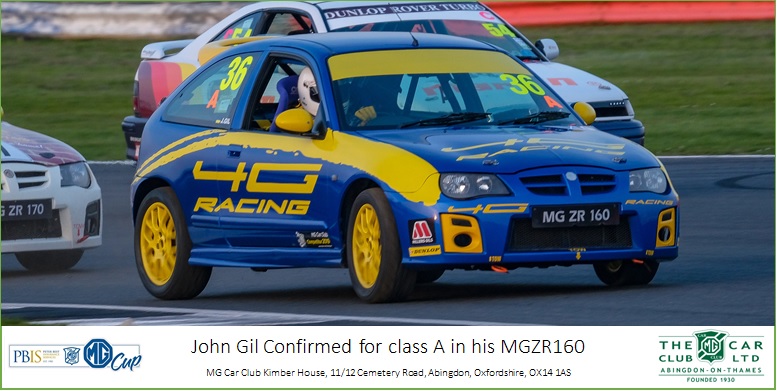 John Gil confirmed for Class A in his MGZR160 – MG Cup
