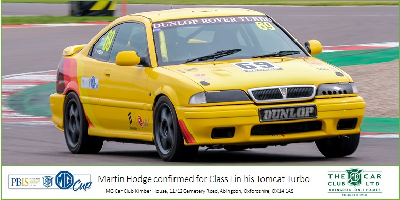 Martin Hodge confirmed for Class I in his Tomcat Turbo – MG Cup
