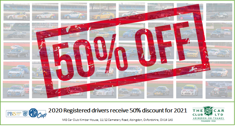 50% discount for 2021 Registration for 2020 Drivers – MG Cup